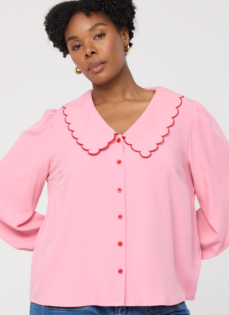 scallop border blouse